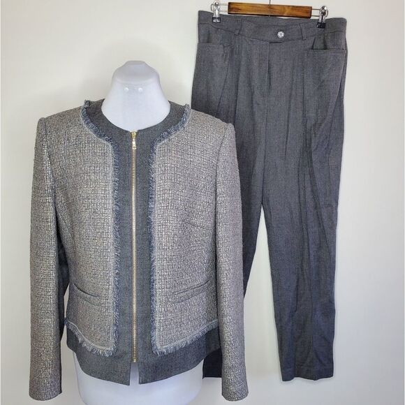 Basler | Jackets & Coats | Basler Tweedzipup Blazer And Suit Pant Set 8 ...